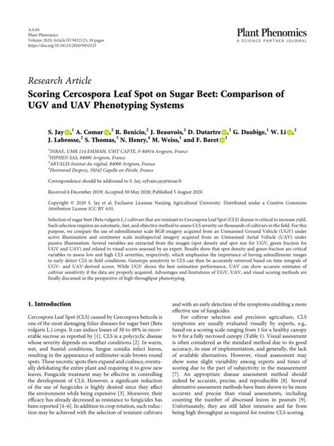 Pdf Scoring Cercospora Leaf Spot On Sugar Beet Comparison Of Ugv And