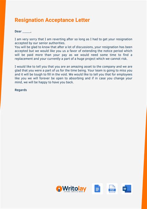 Smart Info About Sample Letter Of Resignation Acceptance Electrical