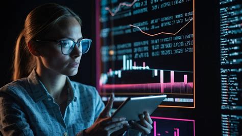 Software Coding Hologram And Woman On Tablet Thinking Of Data Analytics Digital Technology And