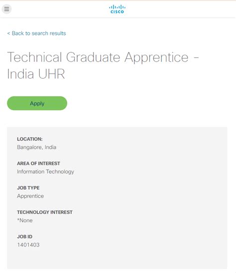 Cisco Mass Recruitment Hiring Technical Graduate Apprentice Any