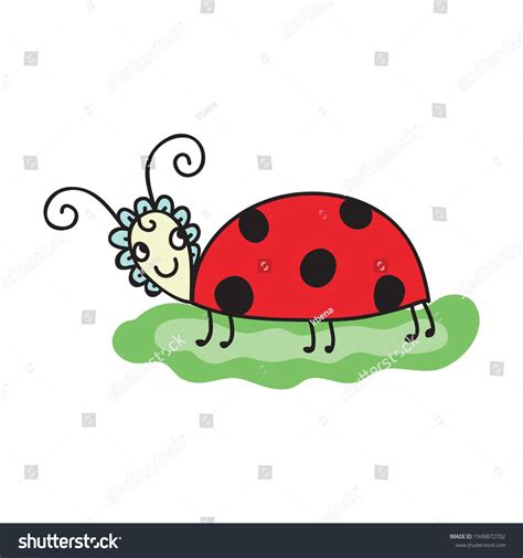Cute Cartoon Lady Bug Vector Illustration Stock Vector Royalty Free 1949872702 Shutterstock