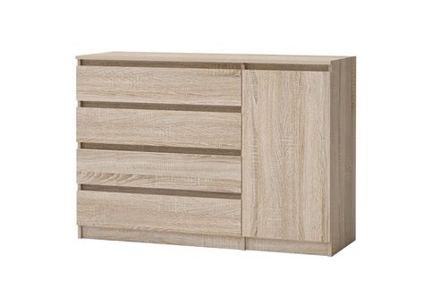 Скрин с 1 врата и 4 чекмеджета ЛЕО 7 дъб сонома • Скринове и Тоалетки • Мебели Монема