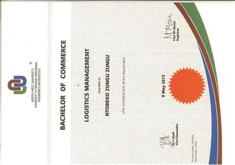 Bachelor Certificate Nwu Ppt