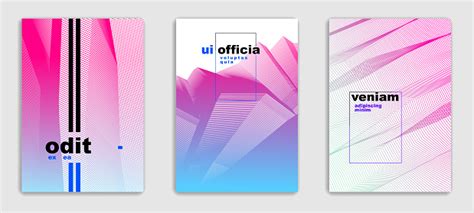 선형 벡터 최소한의 트렌디 한 브로셔 세트 디자인 커버 템플릿 기하학적 하프톤 그라데이션 배너 플래카드 포스터 전단지용 아름답고