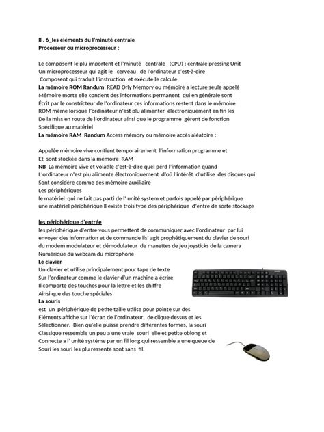 Ll 6 Les Éléments Du Lminuté Centrale Processeur Ou Microprocesseur Pdf