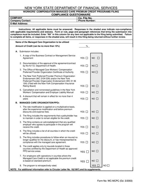 Workers Compensation Managed Care Premium Credit Programs Dfs Ny