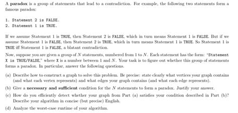 Solved A Paradox Is A Group Of Statements That Lead To A