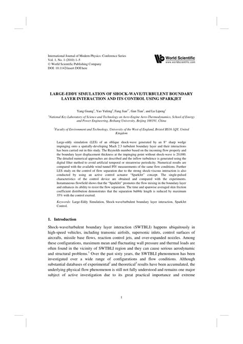 Pdf Large Eddy Simulation Of Shock Wave Turbulent Boundary Layer