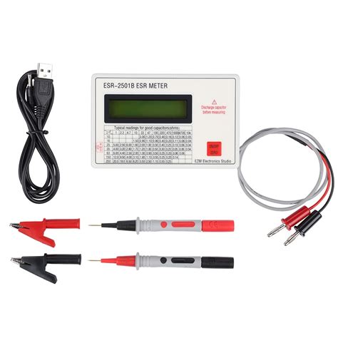 New ESR B Capacitor ESR DCR Tester Test In Circuit Capacitance Meter With Test Leads Clip