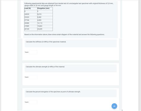 Solved Following Experimental Data Are Obtained From Tensile Chegg Com