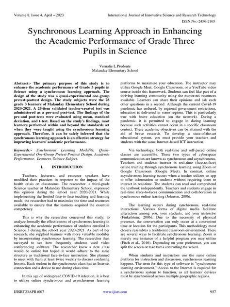 Synchronous Learning Approach In Enhancing The Academic Performance Of