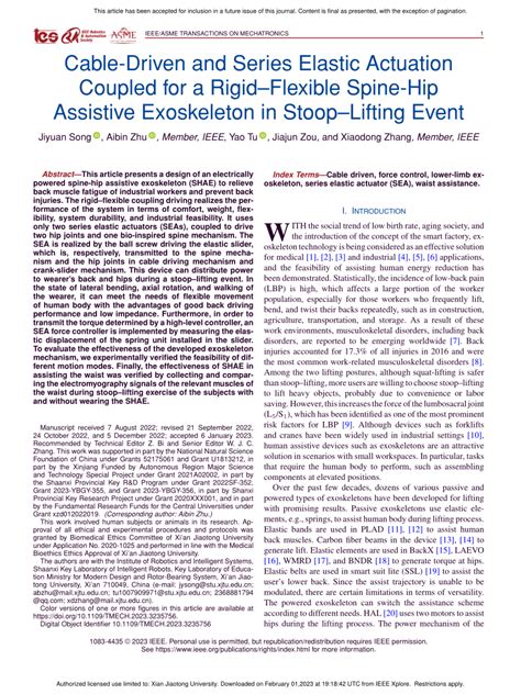 Pdf Cable Driven And Series Elastic Actuation Coupled For A Rigid Flexible Spine Hip Assistive