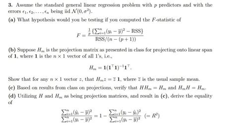 3 Assume The Standard General Linear Regression