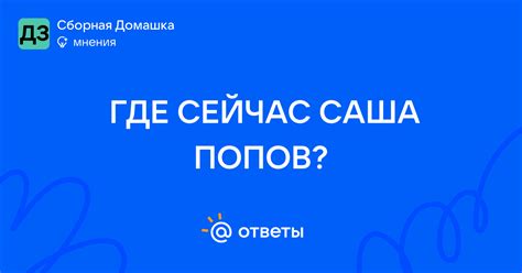 ГДЕ СЕЙЧАС САША ПОПОВ User 284734336 Ответы Mail