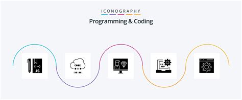 Programming And Coding Glyph 5 Icon Pack Including Development Coding Programmer Programming
