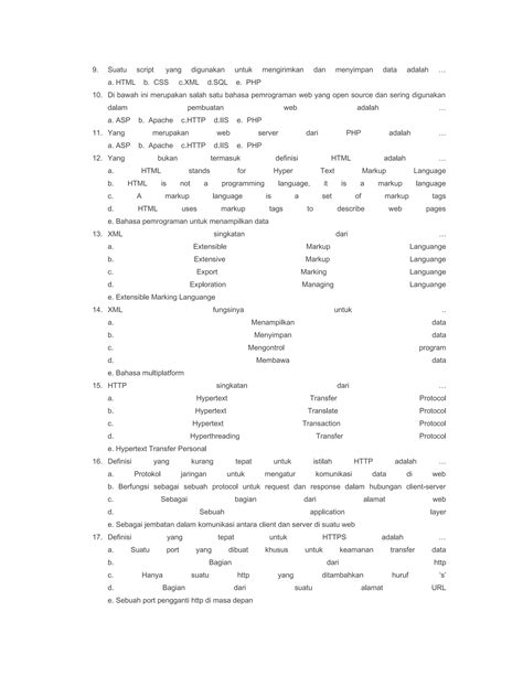Soal Php Web Smk Yplp Perwira Purbalingga Doc