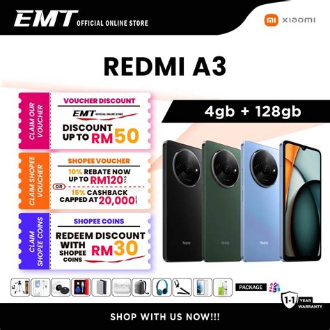 REDMI A3 3GB RAM 64GB ROM 8 4 4 GB RAM 128GB ROM Original XIAOMI REDMI Malaysia Shopee