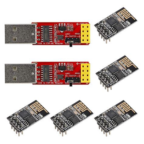 Wishiot 2pcs Esp8266 Esp 01 Usb Adapter Programmer 5pcs Esp8266 Esp