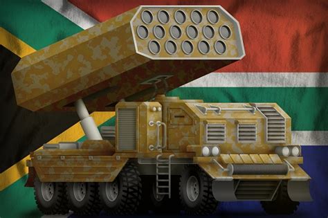 로켓 포병 남아 프리 카 공화국 국기 배경에 모래 위장 미사일 발사대 3 차원 일러스트 레이 션 군사에 대한 스톡 사진 및 기타 이미지 Istock