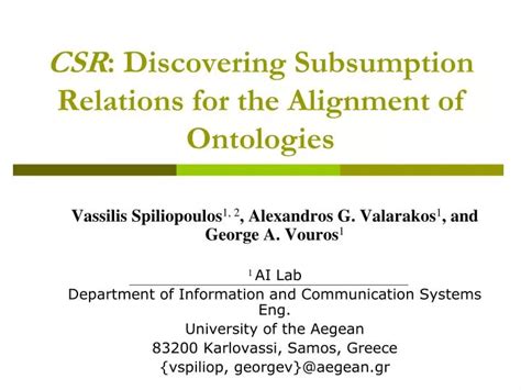 Ppt Csr Discovering Subsumption Relations For The Alignment Of Ontologies Powerpoint