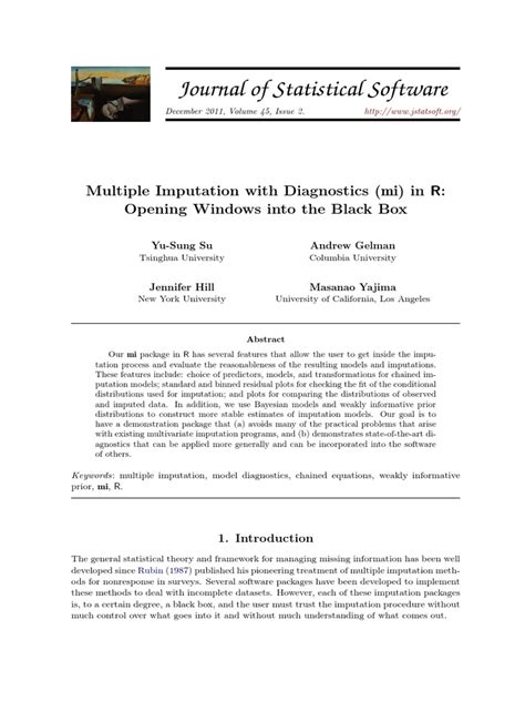 journal of statistical software multiple imputation with diagnostics