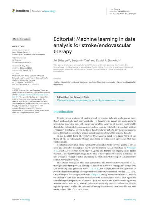 Pdf Editorial Machine Learning In Data Analysis For Strokeendovascular Therapy