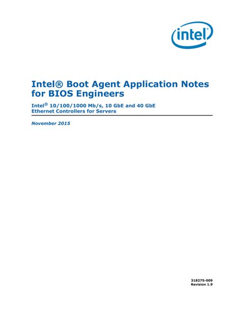 Intel Boot Agent Application Notes For Bios Engineers