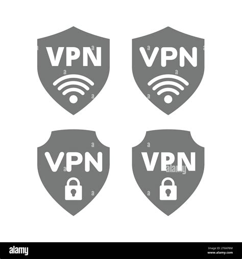 Vpn Shield With Signal And Padlock Icon Set Secured Private Network Symbol Stock Vector Image