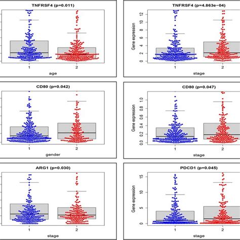 The Median Expression Association With Relevant Clinical Factors