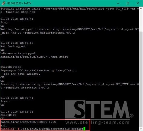restart sap hana service on suse linux sap business one
