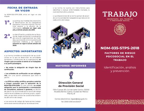 Triptico Nom 035 Nom 035 Stps Factores De Riesgo Psicosocial En El