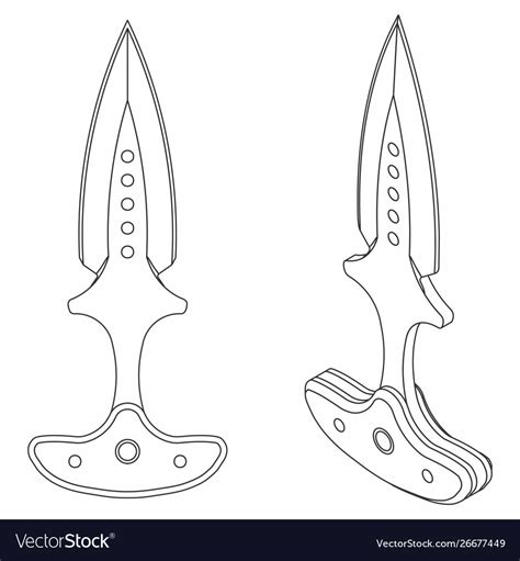 Push Dagger Colored Outline Only Royalty Free Vector Image