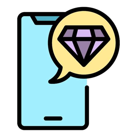 Premium Vector Diamond Phone Reward Icon Outline Vector Customer Program Online Service Color Flat