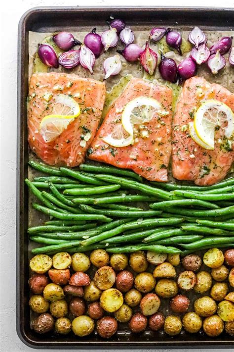 Easy Sheet Pan Salmon With Green Beans And Potatoes Pinch Me Good