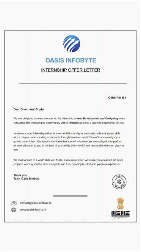 Dhanuvrat Gupta On Linkedin Oasisinfobyte Internship Webdevelopment