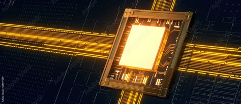 3d Rendering Of Cyberpunk Ai Circuit Board Technology Background Central Computer Processors