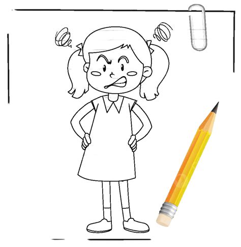 Girls Handwritten Notes With An Outline Of A Furious Face Vector