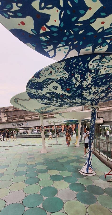 Shading Devices And Pavement Tiles Of Bangkok Sky Walk Editorial Image