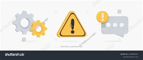 3d Technical Problems Icon Set Attention Vector De Stock Libre De
