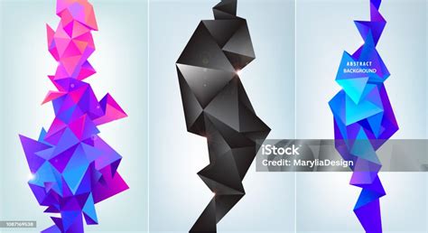 벡터 추상 수직 면 배너 3d 크리스탈 모양 설정합니다 3차원 형태에 대한 스톡 벡터 아트 및 기타 이미지 3차원 형태