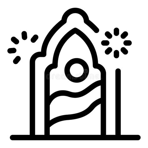 Space Rocket Launching From Platform With Fireworks Celebrating The Event Stock Vector