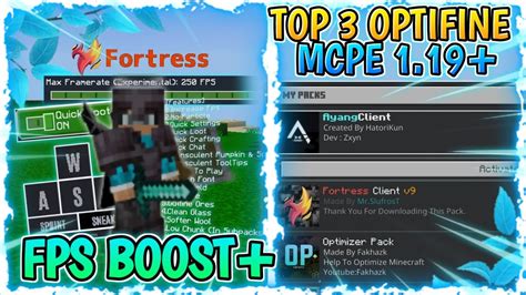 Top 3 Optifine Untuk Mcpe 119 Fps Boost Better Ui Youtube