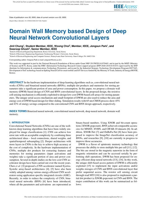Pdf Domain Wall Memory Based Design Of Deep Neural Network Convolutional Layers