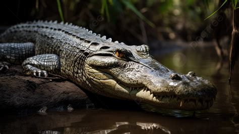 물 근처에 앉아있는 악어 아마존 강 악어 고화질 사진 사진 물 배경 일러스트 및 사진 무료 다운로드 Pngtree