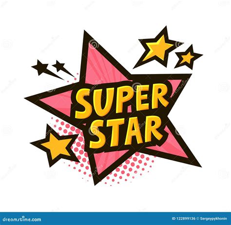 Super Star Banner Or Sticker Vector Illustration In Style Comic Pop