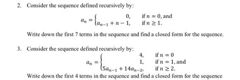 solved 2 consider the sequence defined recursively by