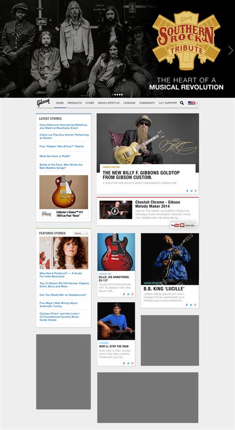 Gibson Homepage Redesign Ideas Sushibox Designs
