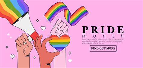 사람들은 자존심의 달 또는 낮 축하 또는 퍼레이드 중에 Lgbt 무지개로 메가폰과 깃발을 들고 있습니다 Lgbtq 소셜 미디어 배너 또는 게시물 포스터 템플릿 인사말 카드