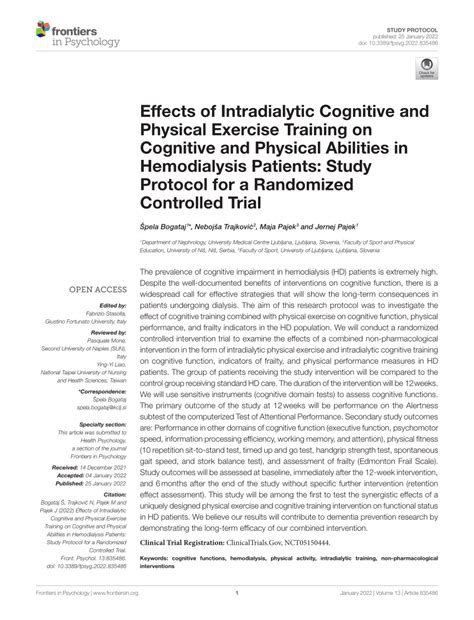 pdf effects of intradialytic cognitive and physical exercise training