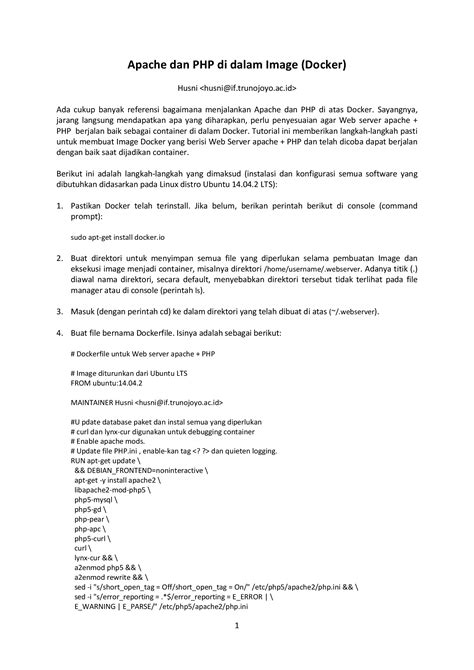 Pdf Apache Dan Php Di Dalam Image Docker · Dockerfile Untuk Web